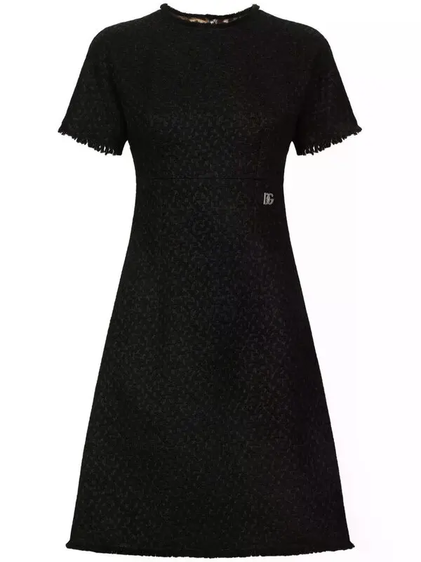 Dolce & Gabbana Appliqué Logo Bouclé Mini Dress