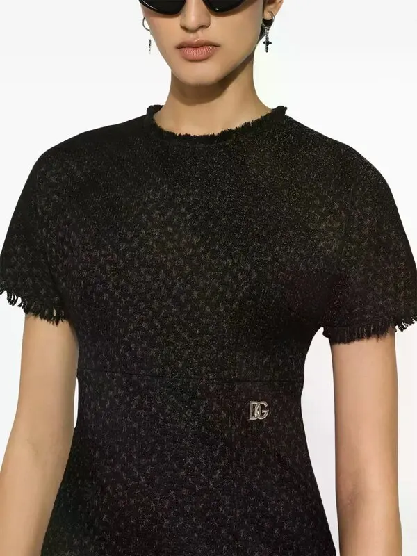 Dolce & Gabbana Appliqué Logo Bouclé Mini Dress