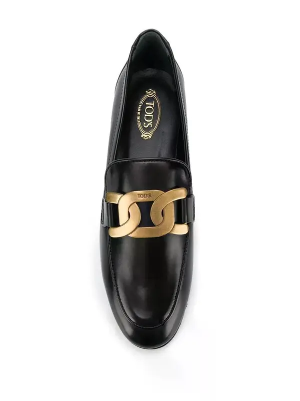 TOD'S Chain-link Leather Loafers - Black