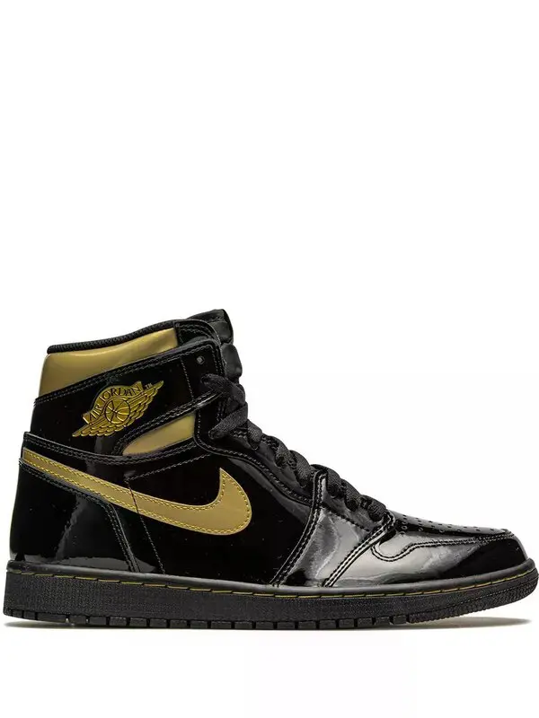 JORDAN Air 1 Retro High Og Metallic Gold Sneakers - Black