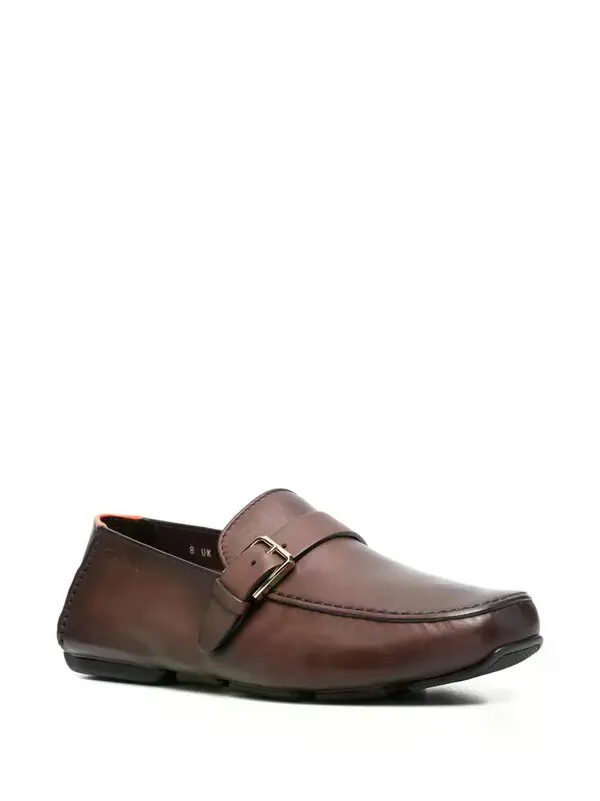Santoni Buckled Leather Monk Shoes