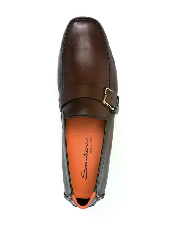 Santoni Buckled Leather Monk Shoes