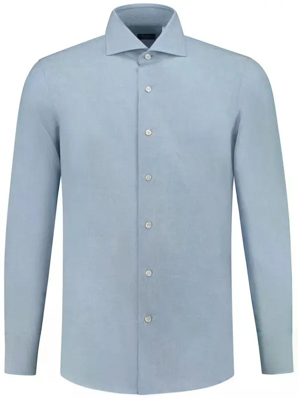 FINAMORE 1925 Long-sleeved Cotton-blend Shirt - Blue