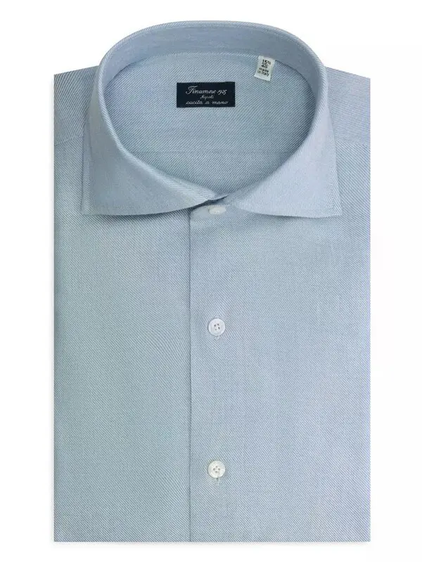 FINAMORE 1925 Long-sleeved Cotton-blend Shirt - Blue
