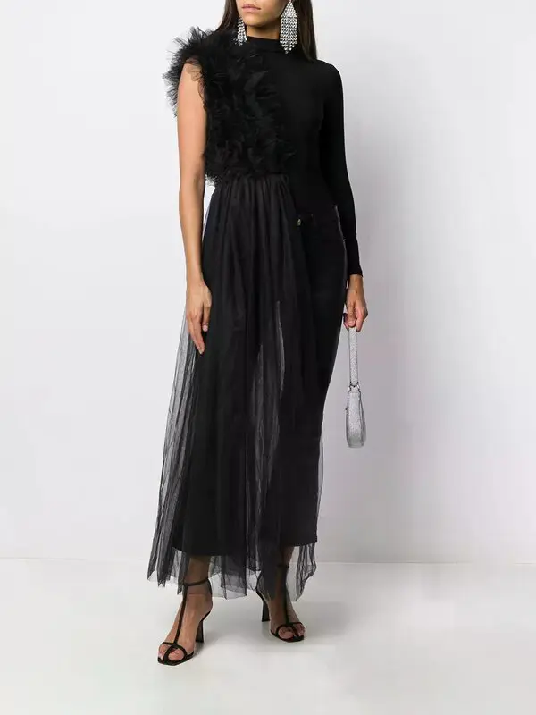 Alchemy Fashions X Lia Aram Ruched Tulle Jersey Bodysuit - Black