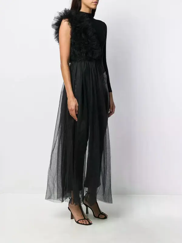 Alchemy Fashions X Lia Aram Ruched Tulle Jersey Bodysuit - Black