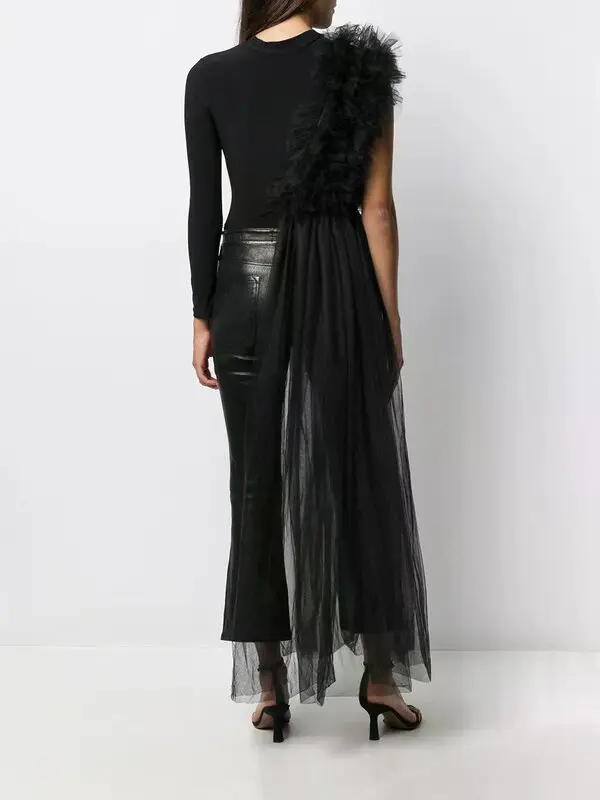 Alchemy Fashions X Lia Aram Ruched Tulle Jersey Bodysuit - Black