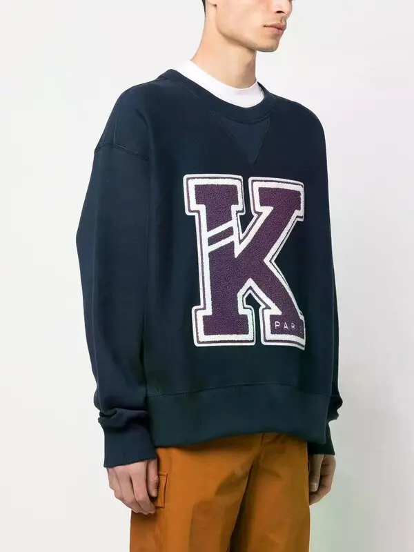 Kenzo Logo-appliqué Crew-neck Sweatshirt - Blue