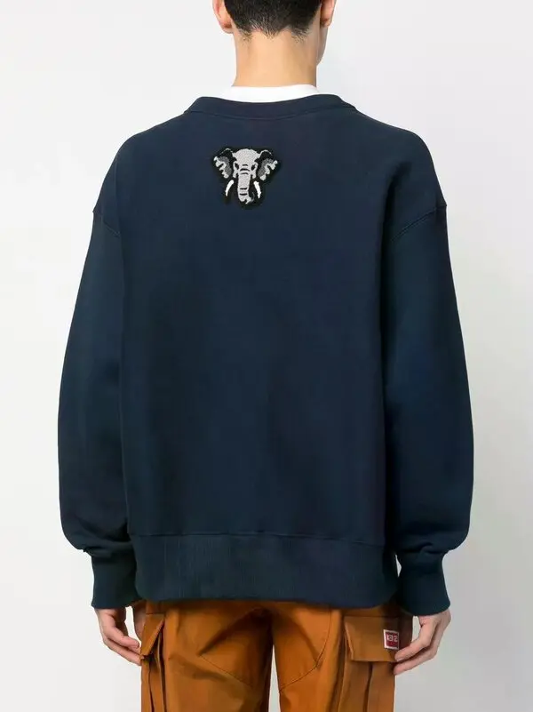 Kenzo Logo-appliqué Crew-neck Sweatshirt - Blue