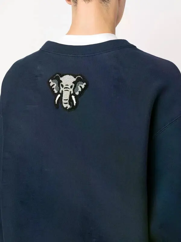 Kenzo Logo-appliqué Crew-neck Sweatshirt - Blue