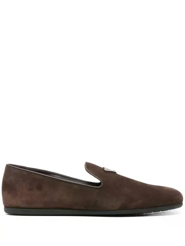 Prada Triangle-logo Suede Loafers