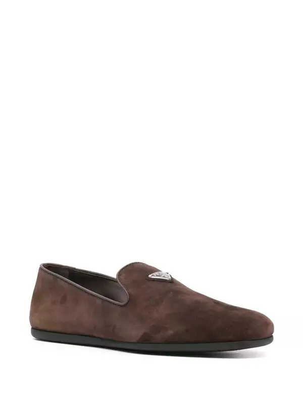 Prada Triangle-logo Suede Loafers