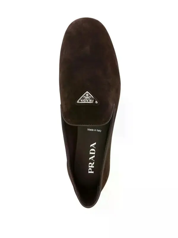 Prada Triangle-logo Suede Loafers