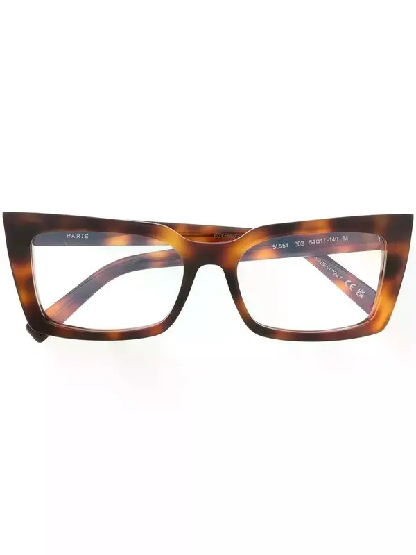Saint Laurent Tortoiseshell Square Frame Glasses