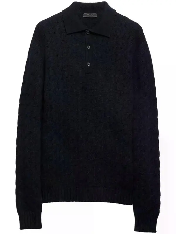 Prada Cable-knit Polo Sweater
