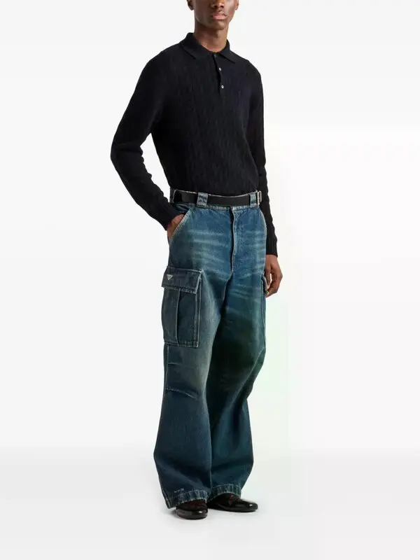 Prada Cable-knit Polo Sweater