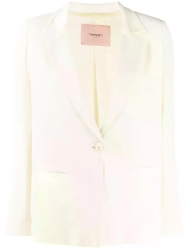 TWINSET V-neck Cropped Sleeve Blazer - Neutrals