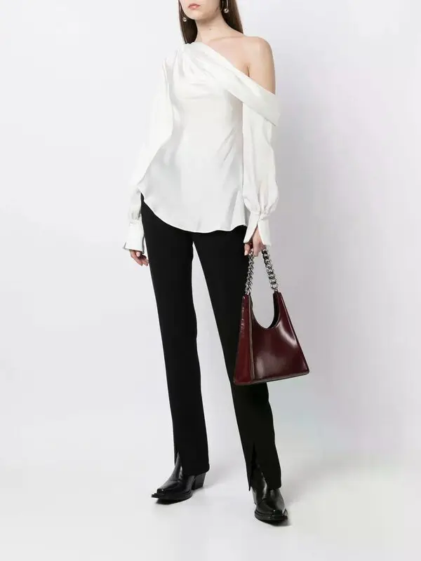 Simkhai Alice Satin-finish One-shoulder Blouse