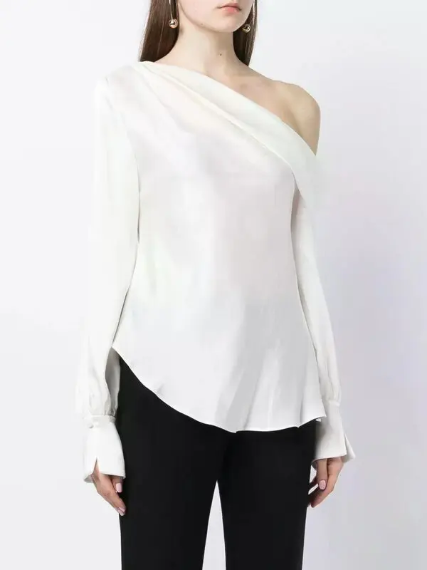 Simkhai Alice Satin-finish One-shoulder Blouse
