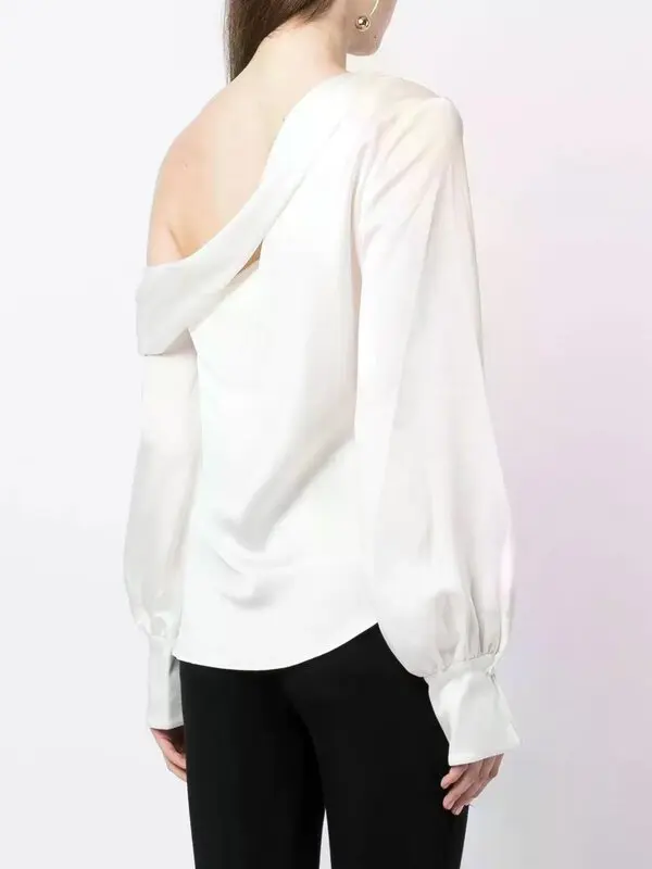 Simkhai Alice Satin-finish One-shoulder Blouse