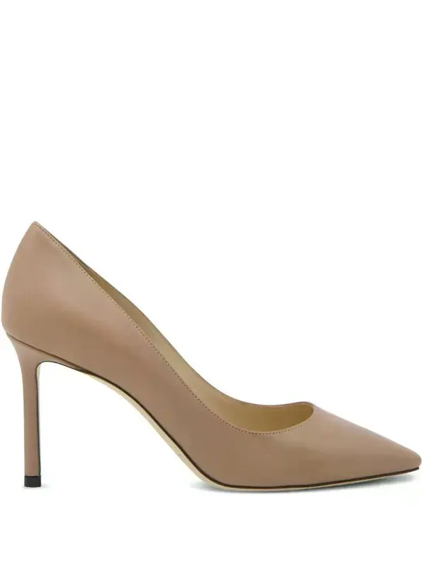 JIMMY CHOO Romy Leather Pumps With Stiletto Heel - Neutrals