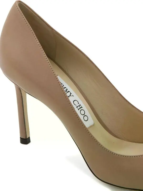 JIMMY CHOO Romy Leather Pumps With Stiletto Heel - Neutrals