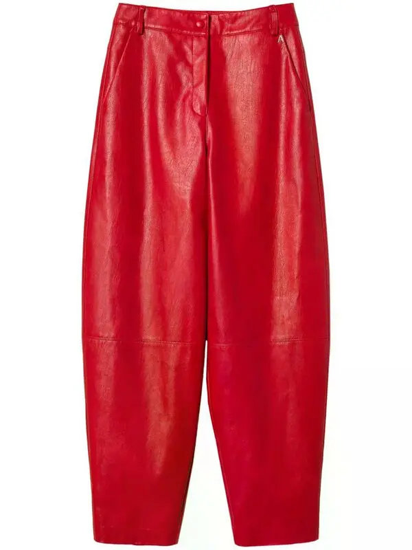 TWINSET Faux-leather Trousers With Logo Charm