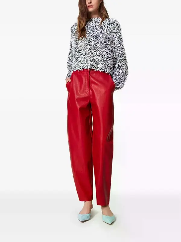 TWINSET Faux-leather Trousers With Logo Charm