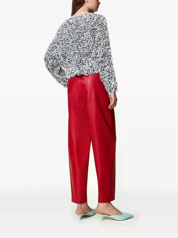 TWINSET Faux-leather Trousers With Logo Charm