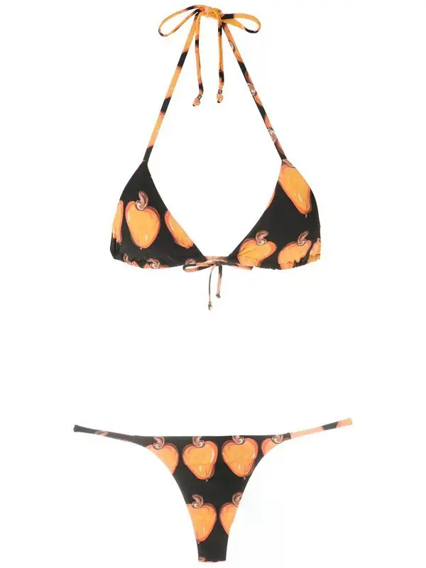 AMIR SLAMA Pear-print Bikini Set - Black