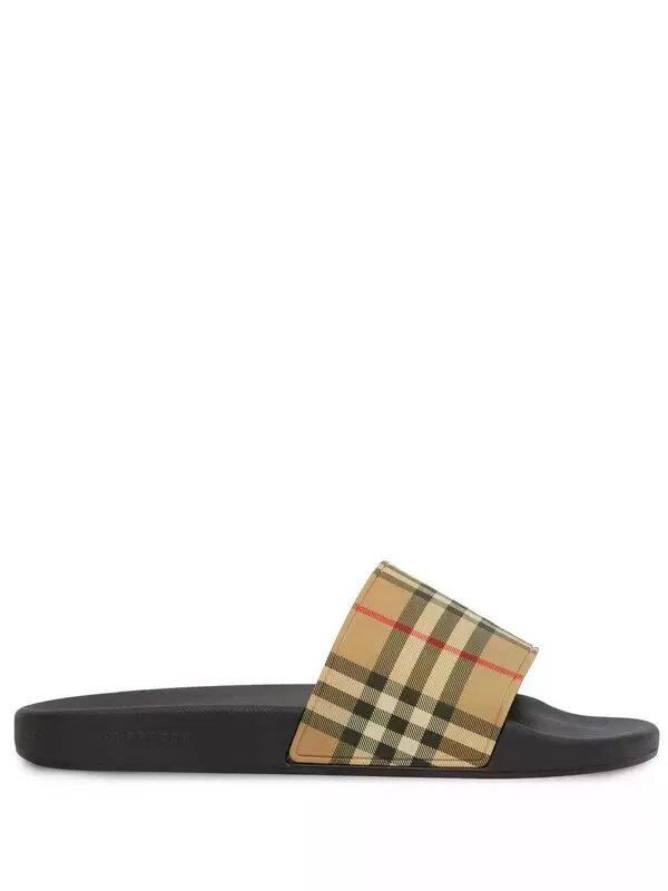 Burberry Check-print Slides - Neutrals