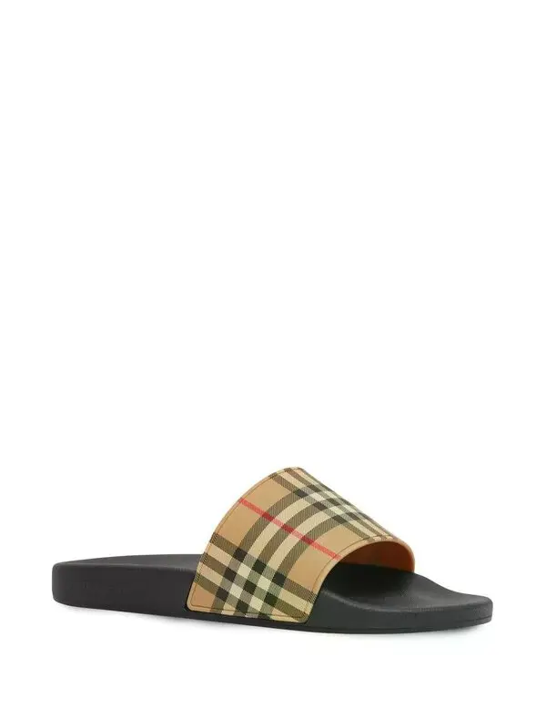 Burberry Check Slides - Neutrals