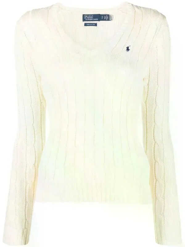 Polo Ralph Lauren Cable-knit V-neck Sweater - Neutrals