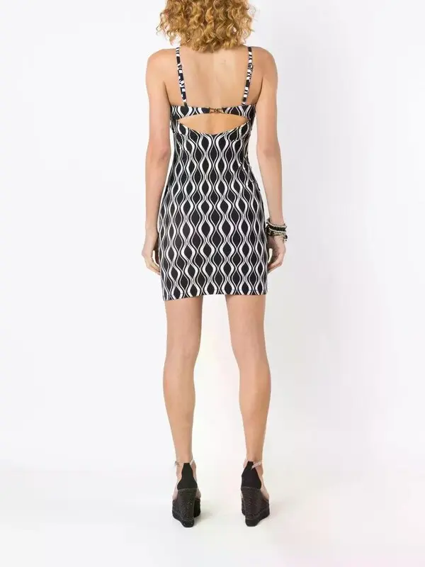 AMIR SLAMA Wave-print Bodycon Mini Dress
