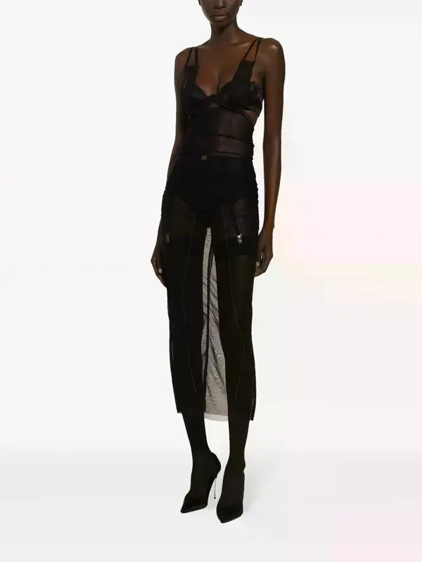 Dolce & Gabbana Bustier-style Sheer Midi Dress
