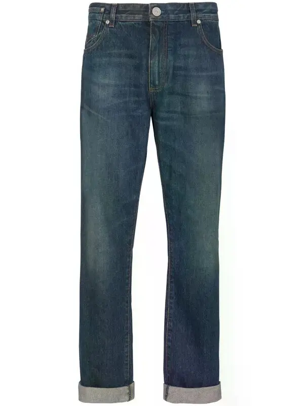 Balmain Vintage Logo-patch Straight-leg Jeans