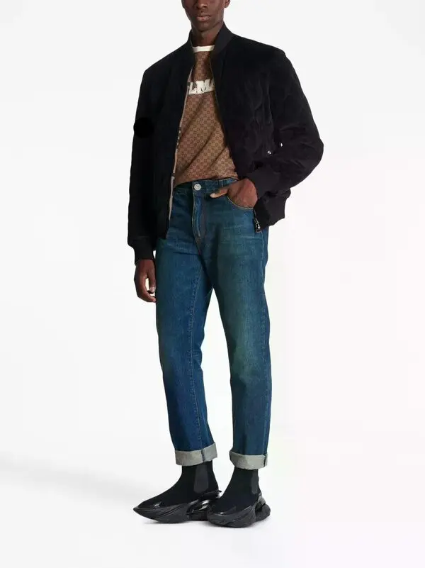 Balmain Vintage Logo-patch Straight-leg Jeans