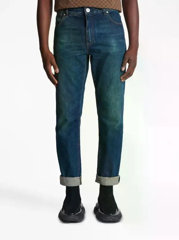 Balmain Vintage Logo-patch Straight-leg Jeans