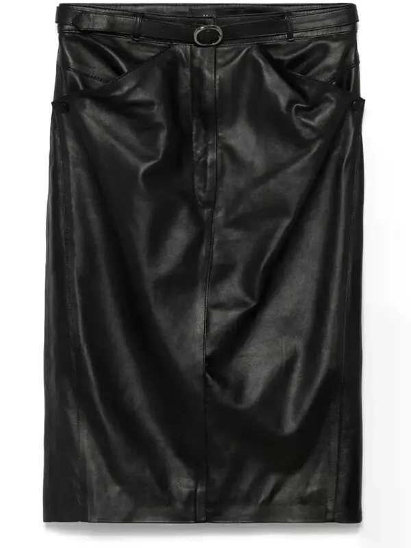 MANOKHI Dua Leather Midi Skirt