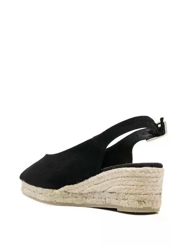 CastaÑer Dosalia Peep-toe Espadrille Wedge Sandals - Black