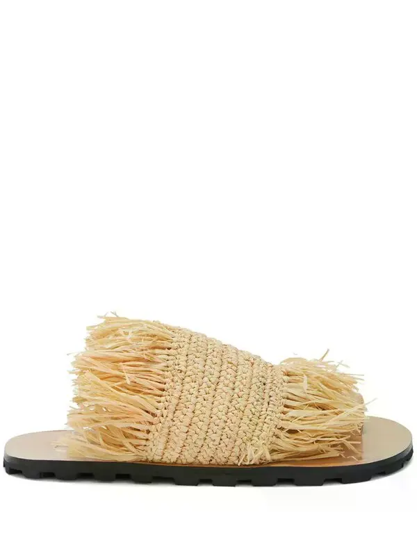 JIL SANDER Flat Raffia Sandals - Neutrals