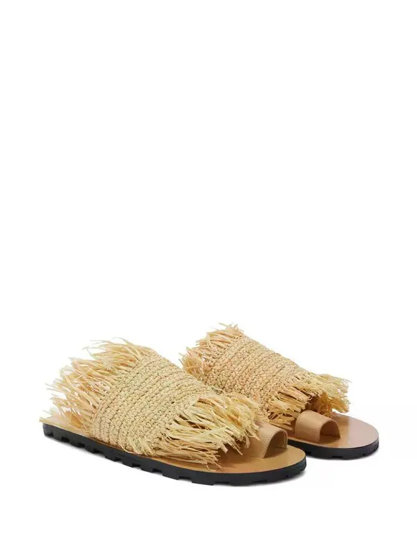 JIL SANDER Flat Raffia Sandals - Neutrals