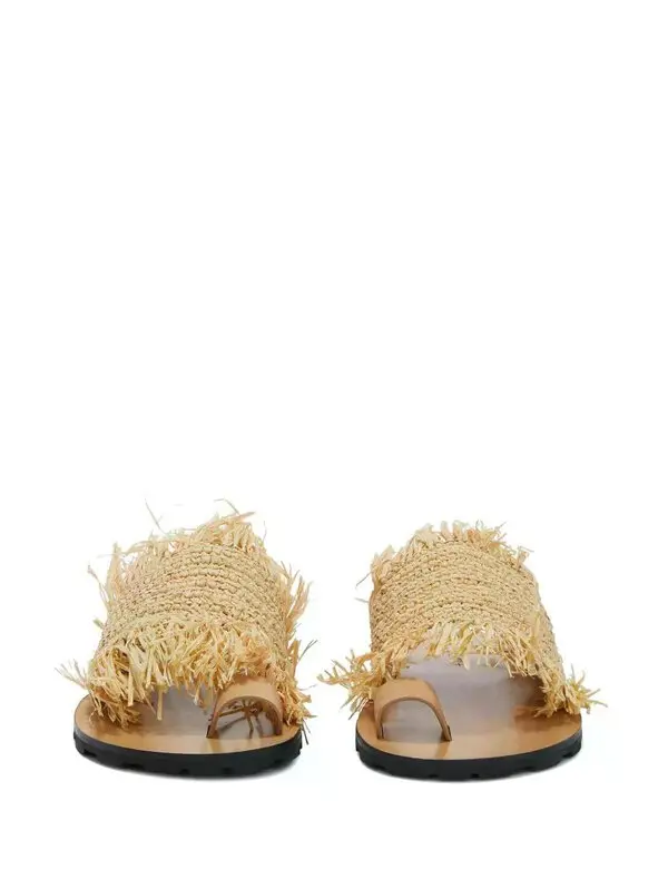 JIL SANDER Flat Raffia Sandals - Neutrals