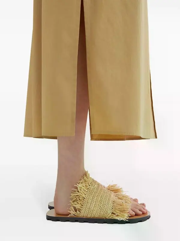 JIL SANDER Flat Raffia Sandals - Neutrals