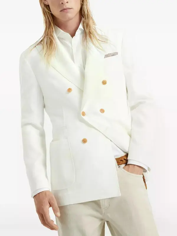 Brunello Cucinelli Double-breasted Linen Blazer