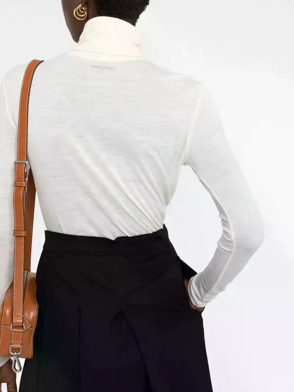 JIL SANDER Fine Knit Roll Neck Top - White