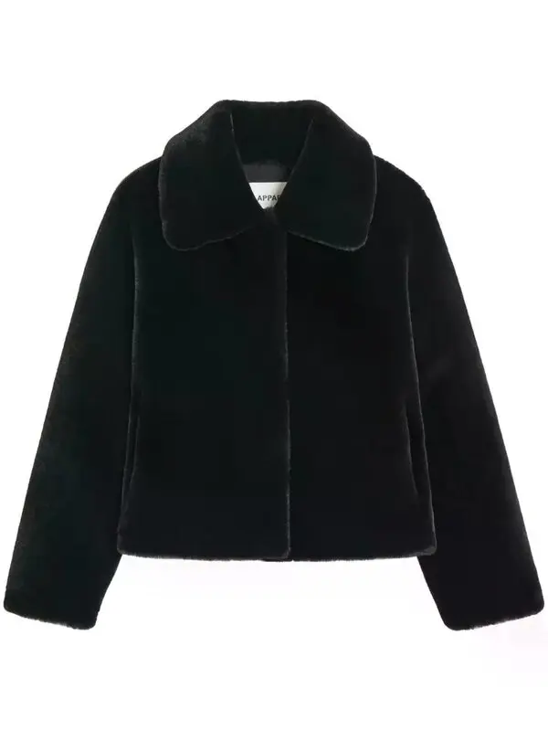 Apparis Wide-collar Faux Fur Jacket - Black