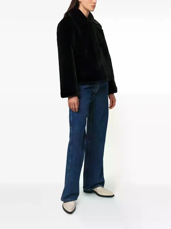 Apparis Wide-collar Faux Fur Jacket - Black