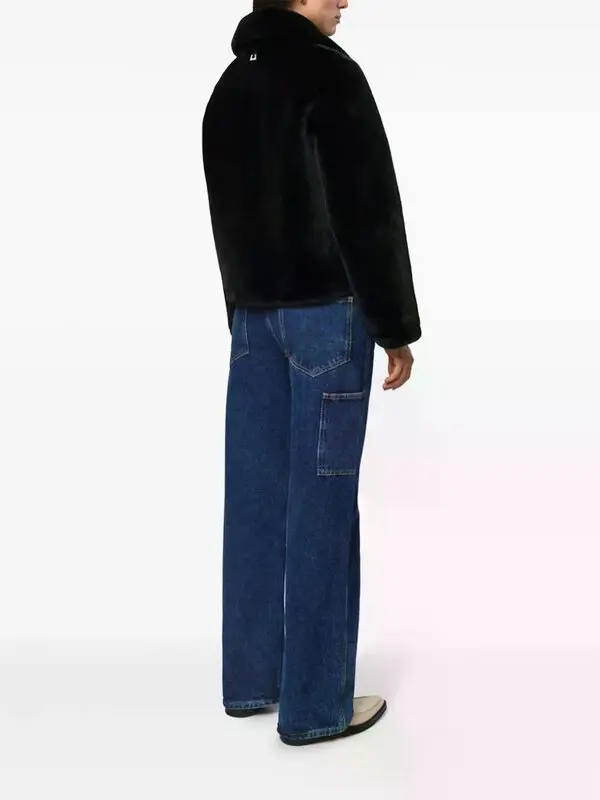 Apparis Wide-collar Faux Fur Jacket - Black