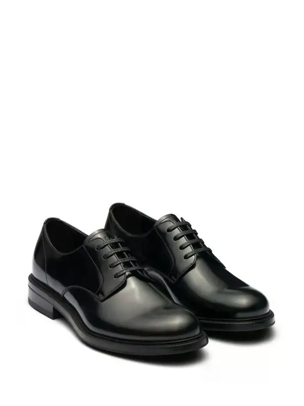 Prada Leather Derby Shoes - Black